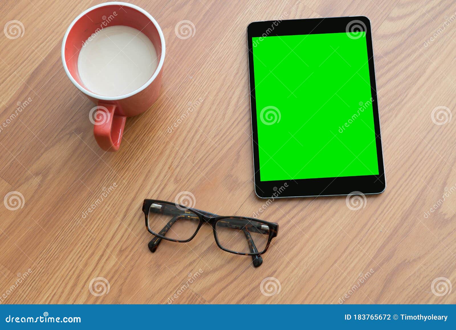 Computer Tablet with Coffee and Glasses in an the Morning Stock Photo ...