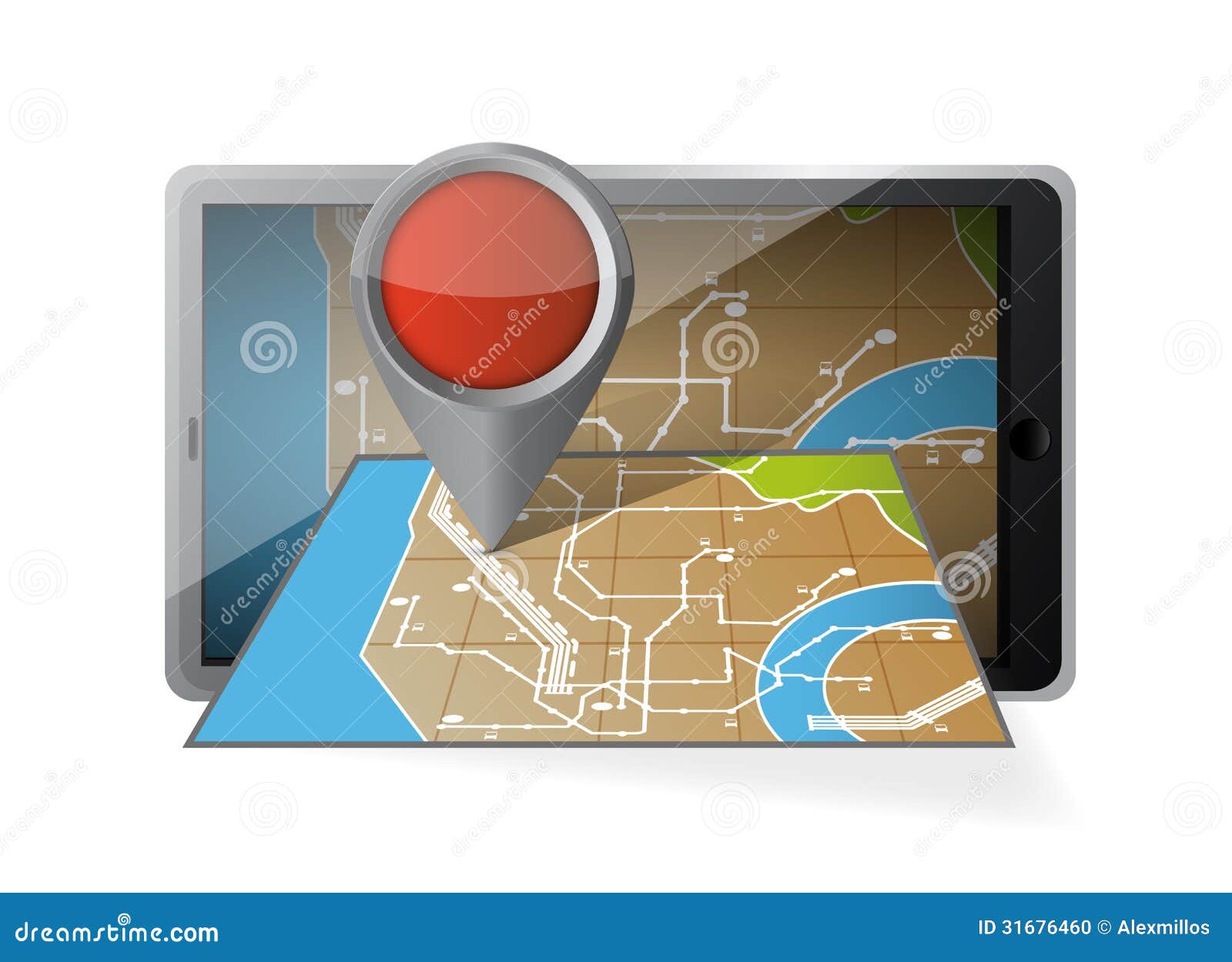 Computer Tablet Navigation. Mobile Gps Stock Illustration ...