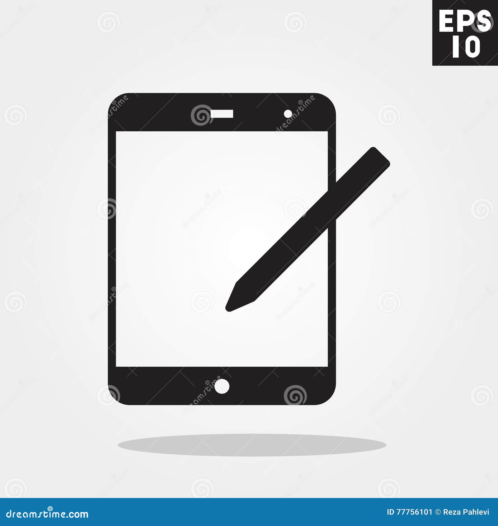 Computer Tablet with Pen Icon in Trendy Flat Style Isolated on Grey ...