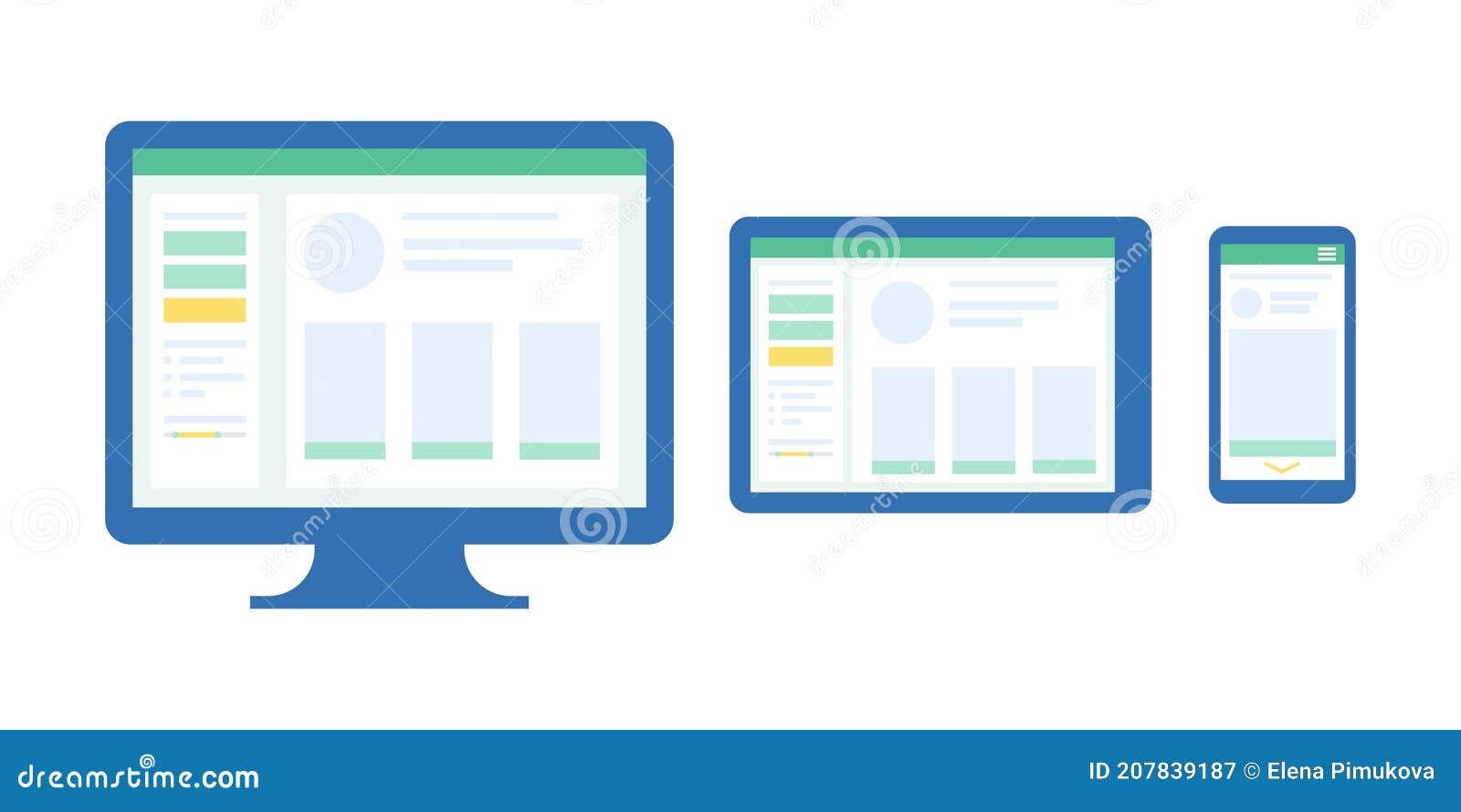 Computer, Tablet and Phone. Interface for Different Devices Stock ...