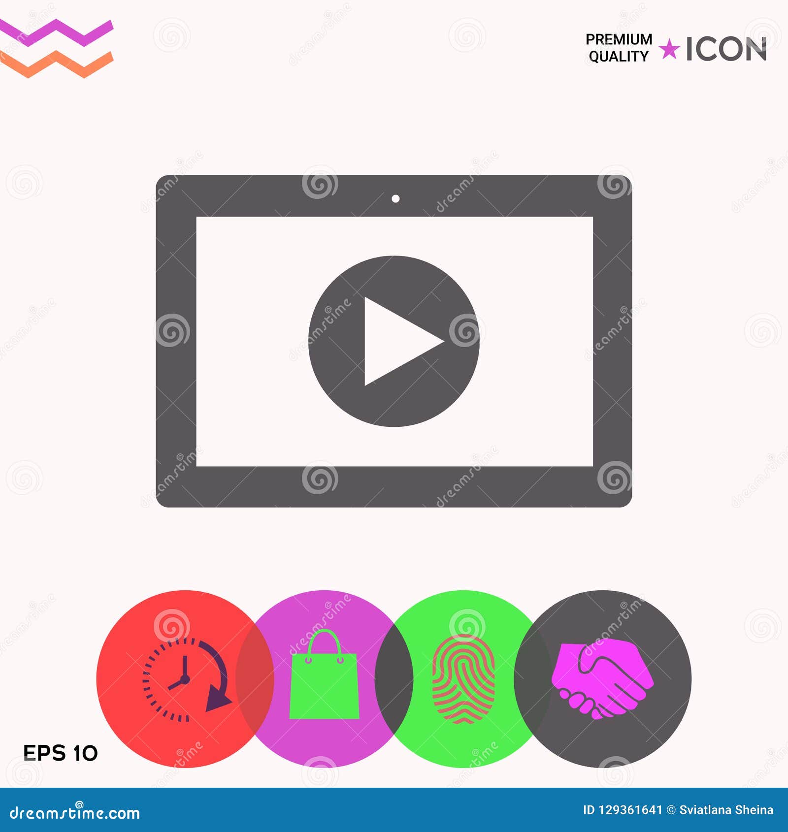 Computer Tablet with Play Button Icon Stock Vector - Illustration of ...