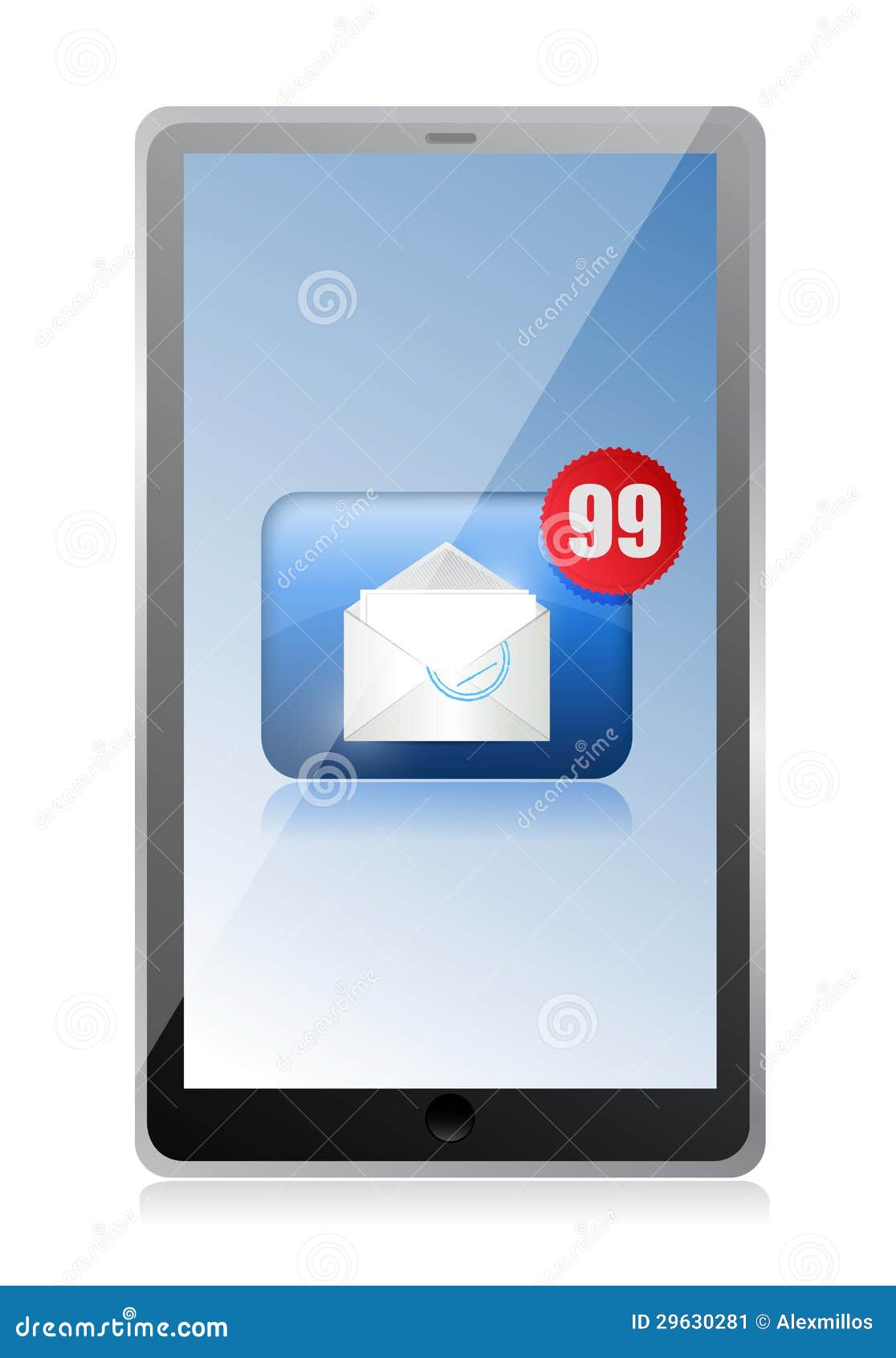 A Computer Tablet Receiving a Lot of Spam Stock Illustration ...