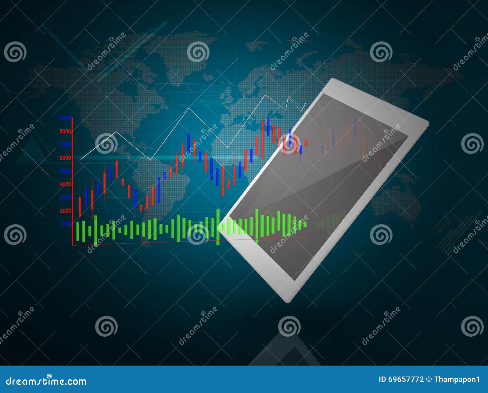 Computer Tablet Show 3d Chart Diagram As Portable Wireless Device ...