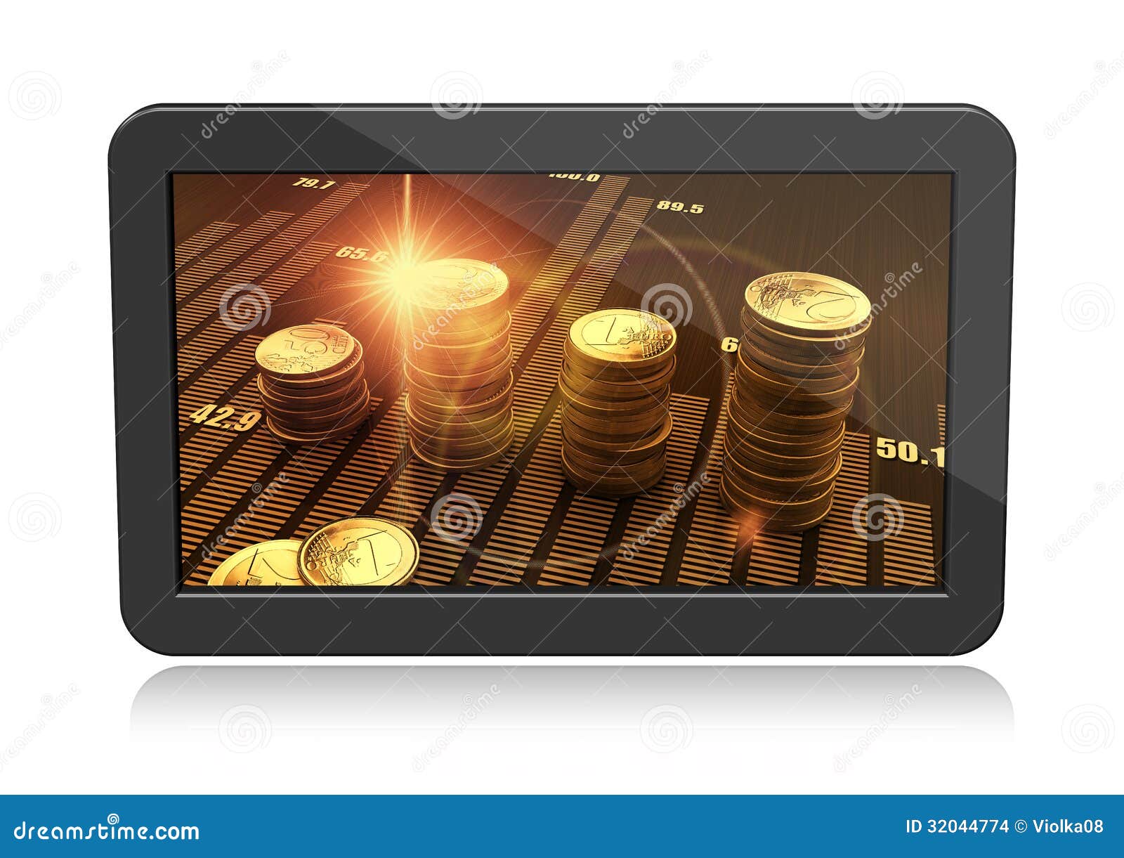 Computer Tablet Showing Charts Stock Illustration - Illustration of ...
