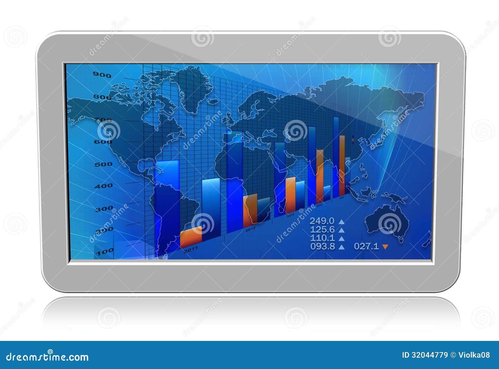 Computer Tablet Showing Charts Stock Illustration - Illustration of ...