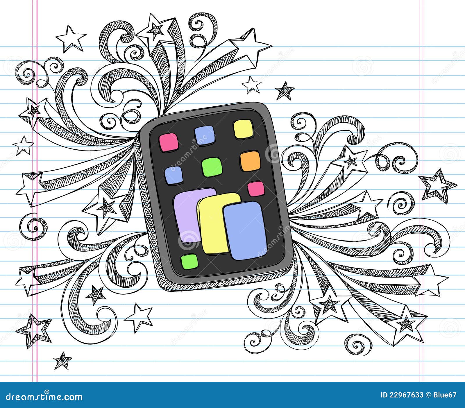 Scribble Tablet Cartoon Vector Illustration | CartoonDealer.com #93411678