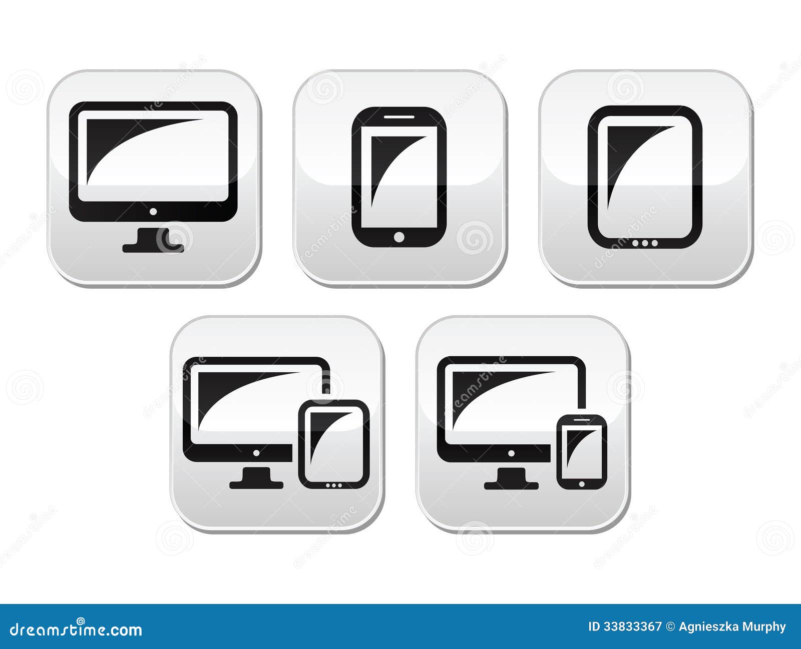 Computer, Tablet, Smartphone Buttons Set Stock Illustration ...