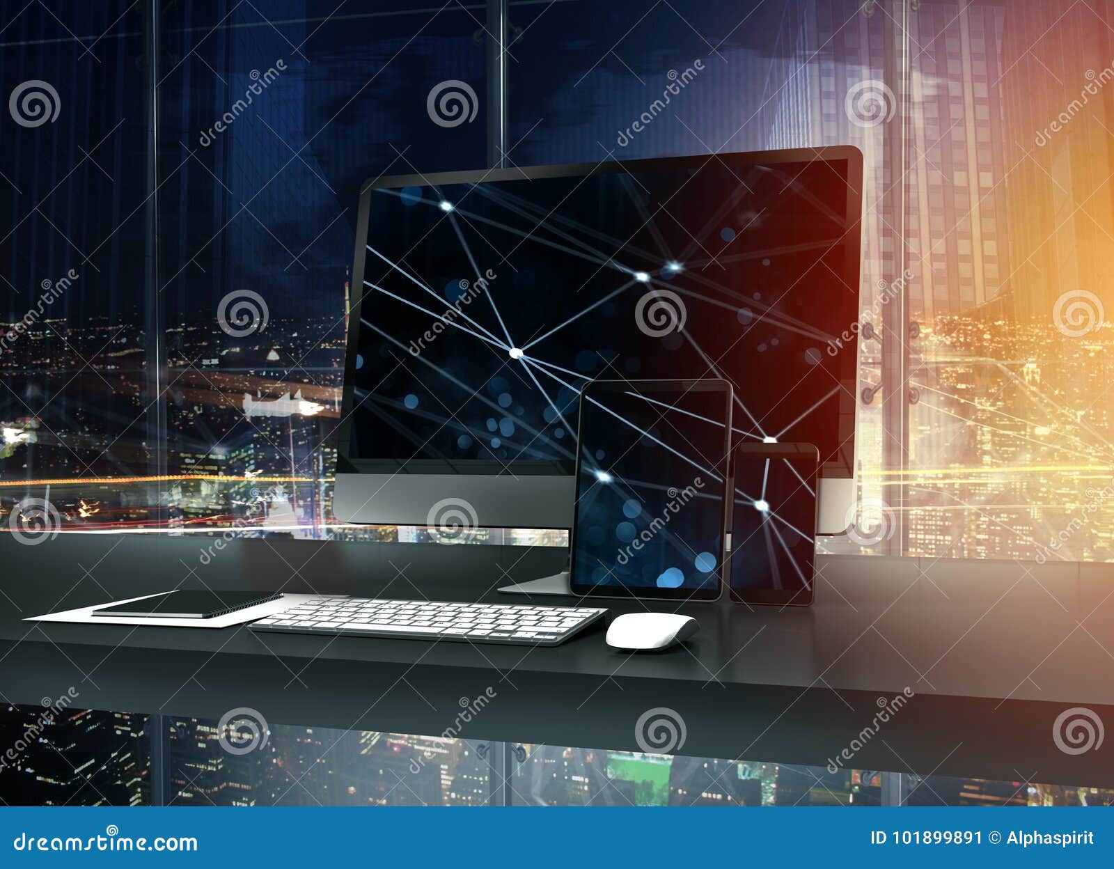 Computer, Tablet and Smartpone Connected To Internet. Concept of ...