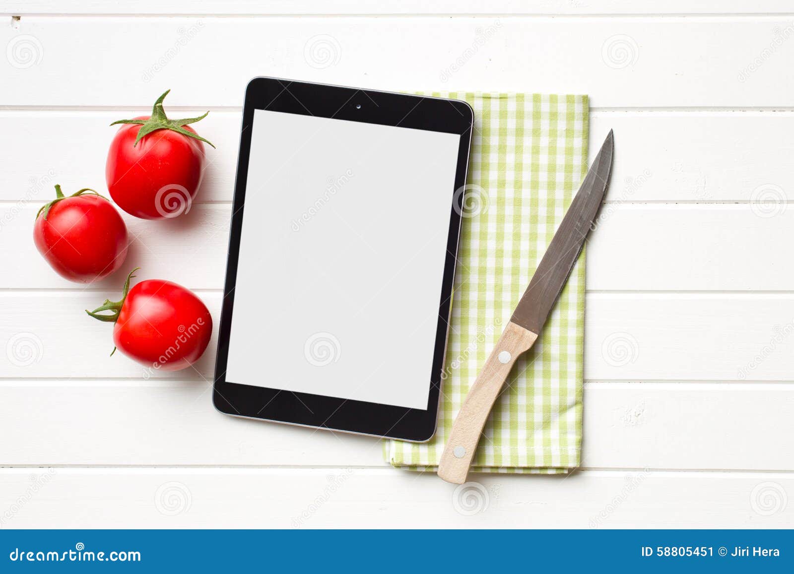 Computer Tablet and Tomatoes Stock Image - Image of closeup, menu: 58805451