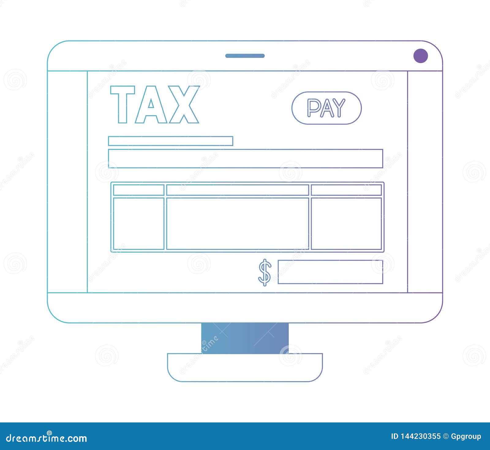 Computer with tax on line stock vector. Illustration of digital - 144230355