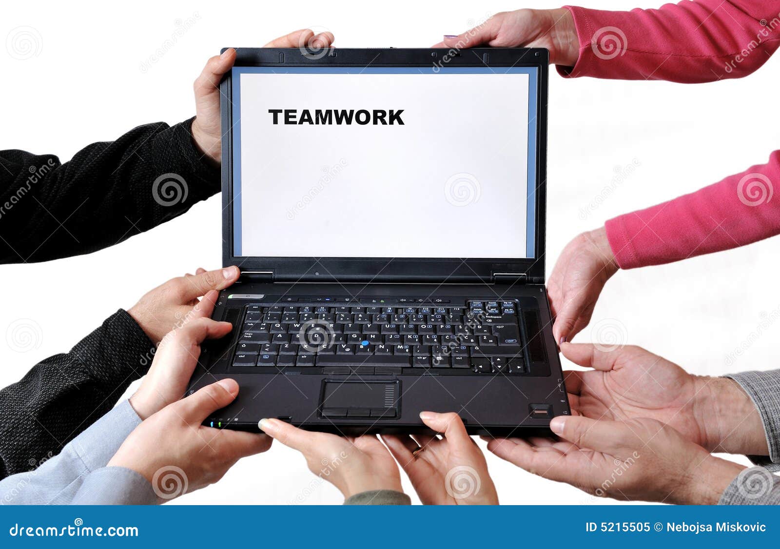 Computer teamwork stock image. Image of lifting, hands - 5215505
