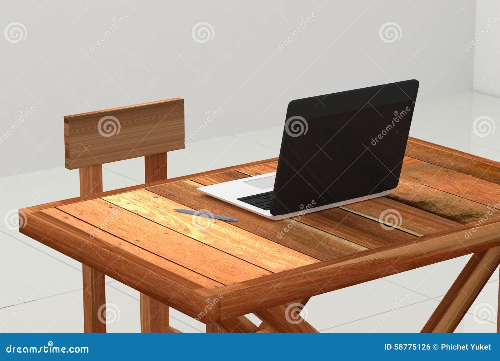 Computer on teble stock illustration. Illustration of morning - 58775126