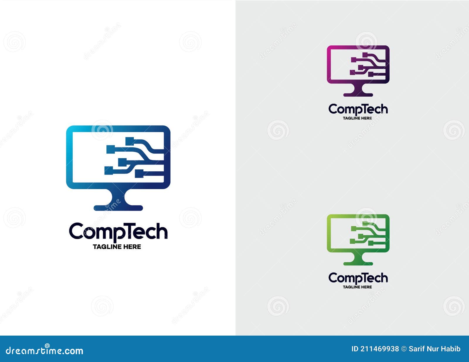 Computer Tech Logo Design Template Stock Vector - Illustration of ...