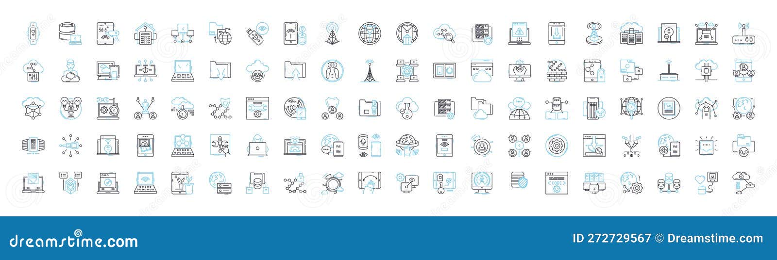 Computer Tech Vector Line Icons Set Computer Tech Networking Programming Software Hardware