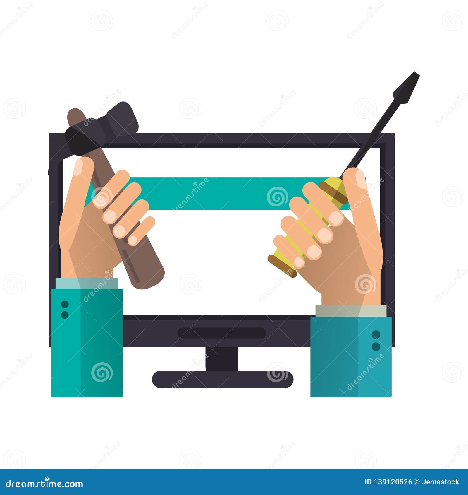 Computer Techinical Support Hands with Tools Stock Vector ...