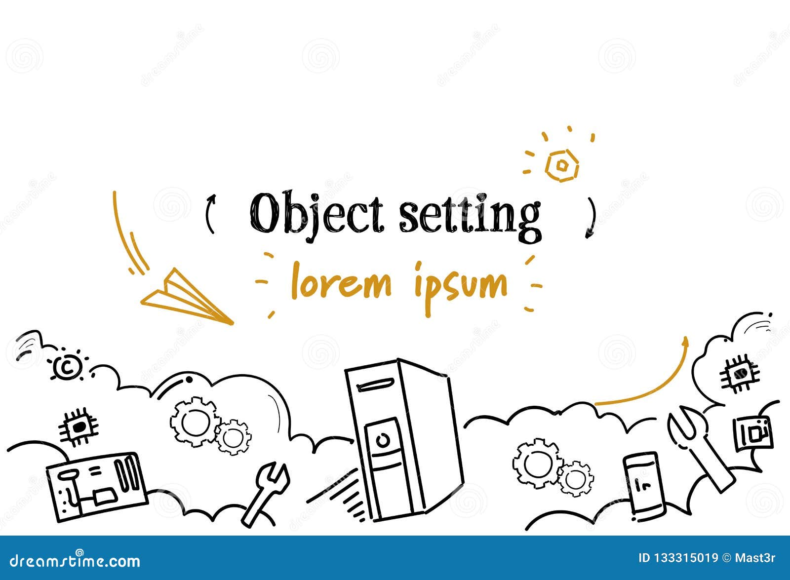 Computer Technical Service Object Setting Concept Sketch Doodle ...