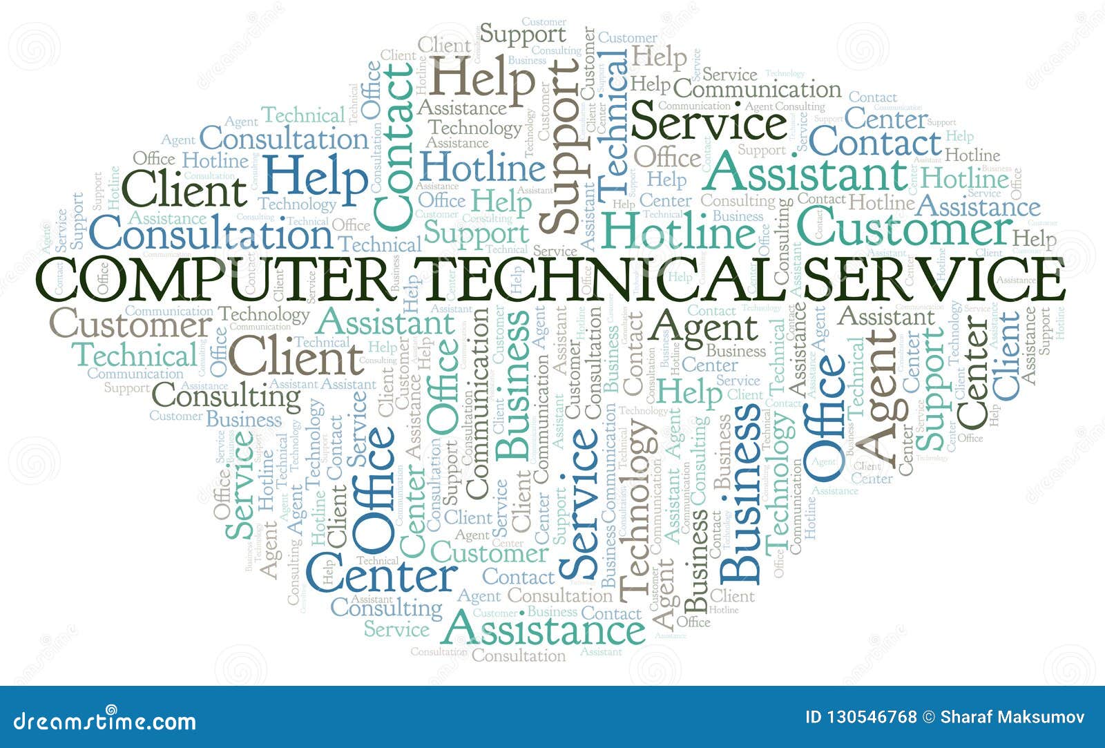 Computer Technical Service Word Cloud. Stock Illustration ...