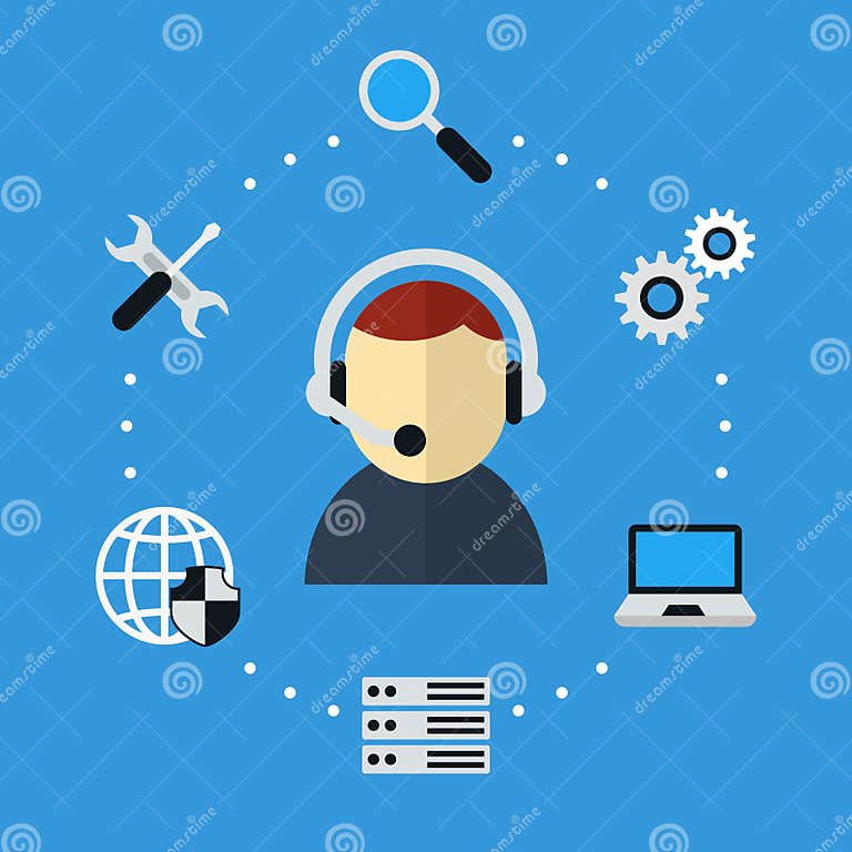 Computer and Technical Support Icon Stock Vector - Illustration of ...