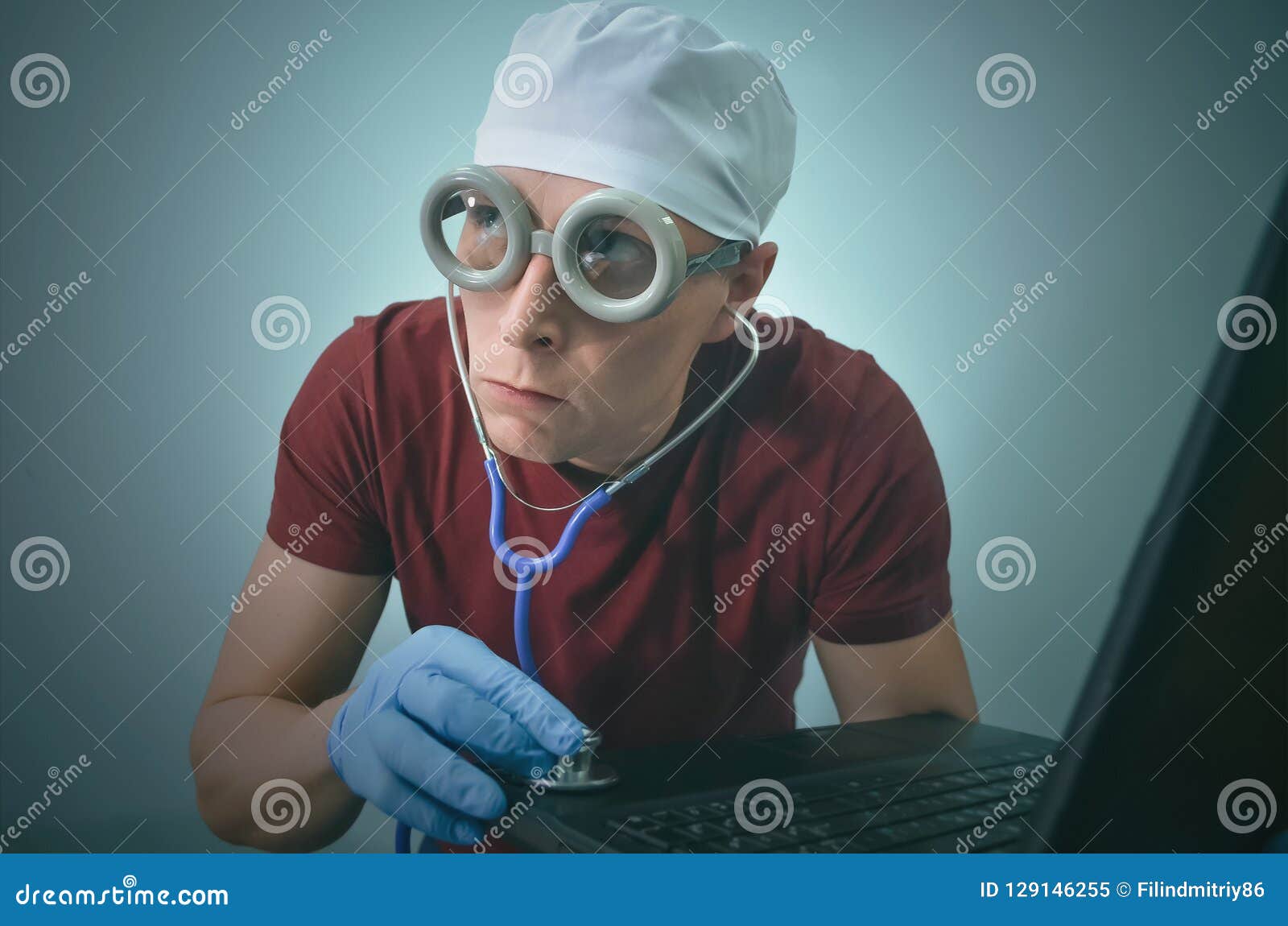 Computer doctor. stock image. Image of laptop, doctor - 129146255