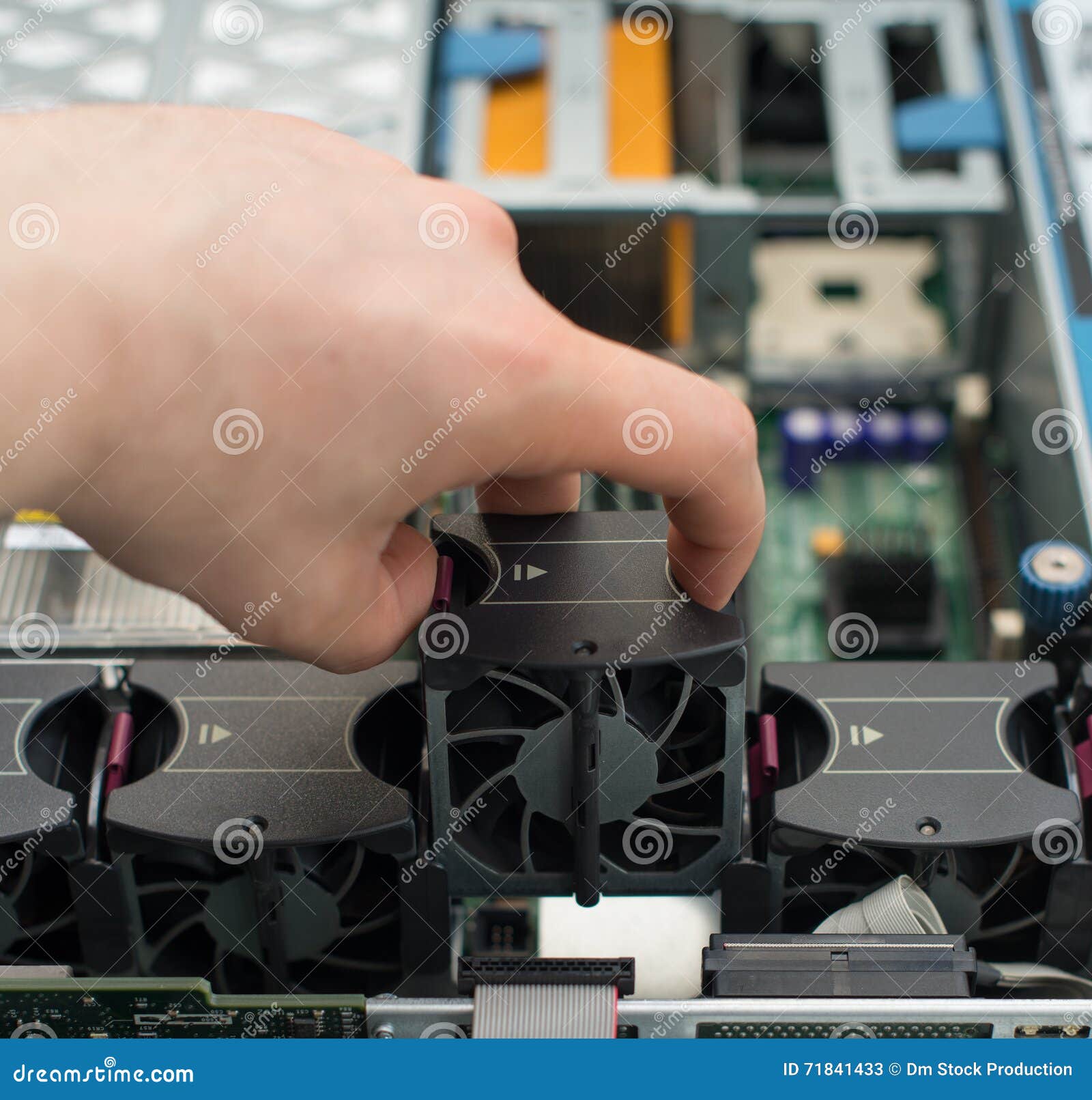 Computer Technician Installing Cooler Fan. Stock Image - Image of ...