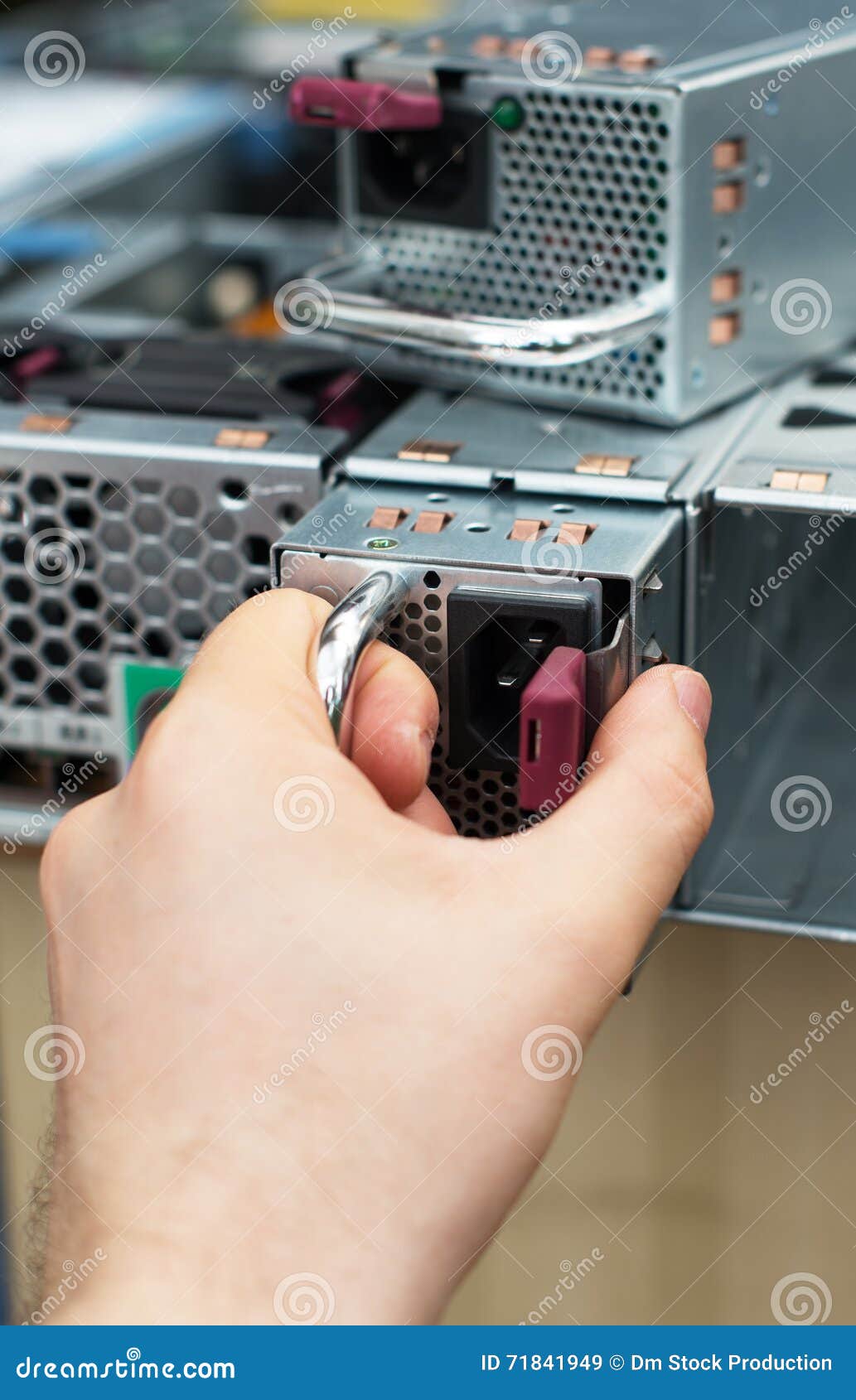 Computer Technician Installing Power Supply. Stock Image - Image of ...