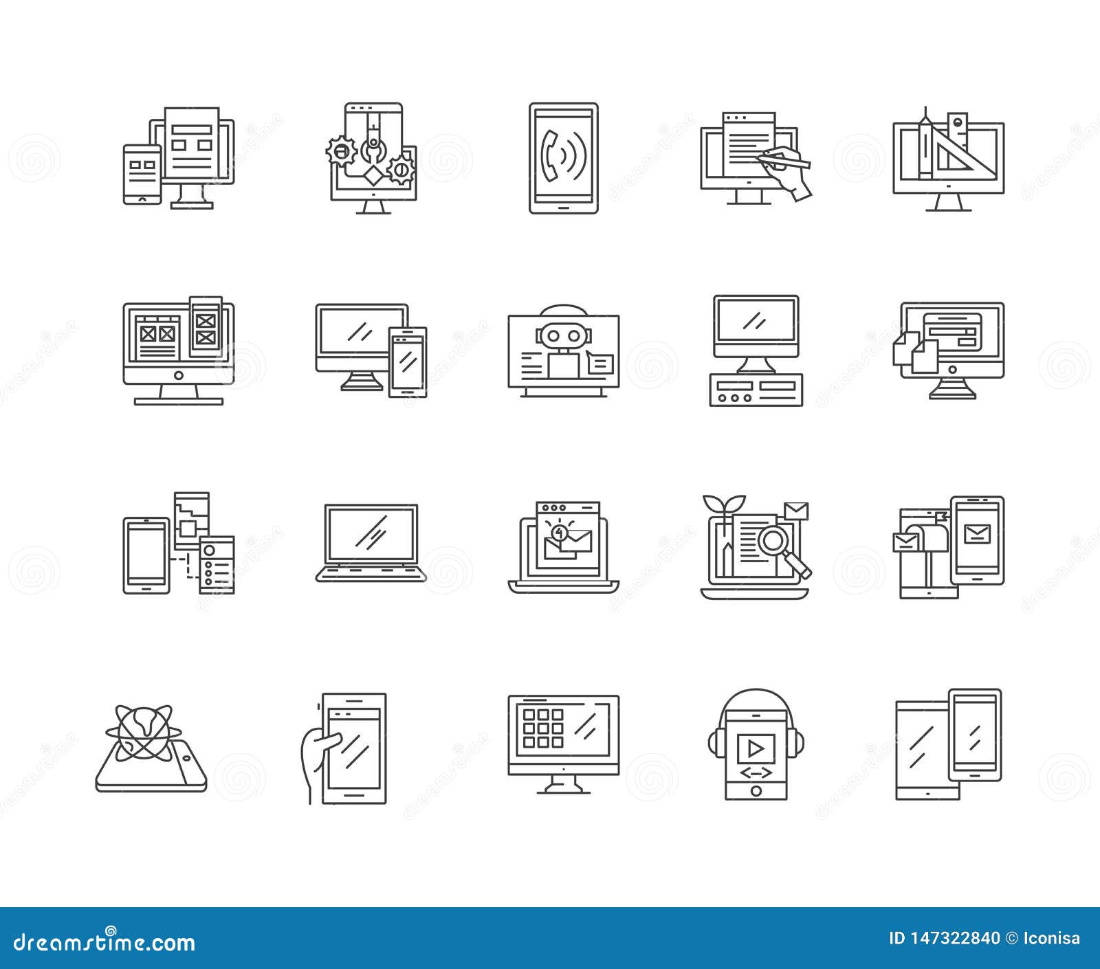Computer Technician Line Icons, Signs, Vector Set, Outline Illustration ...