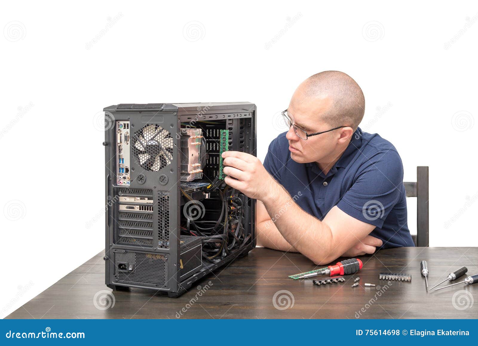 Computer Technician Repairing Computer System Stock Photo - Image of ...