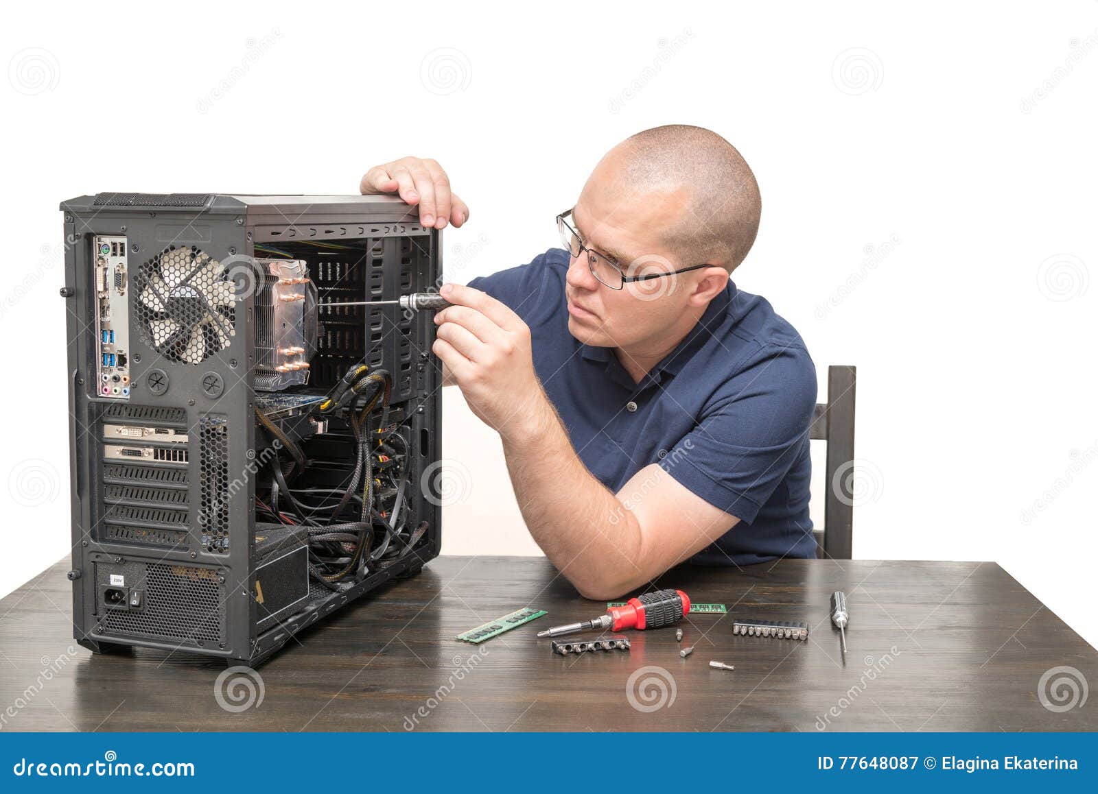 Computer Technician Repairing Computer System Stock Image - Image of ...
