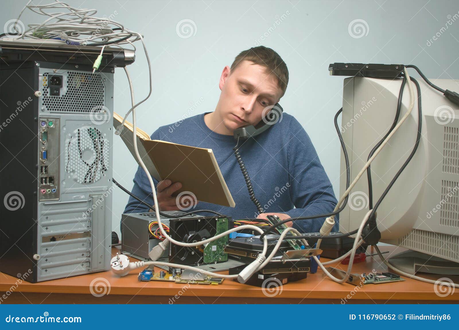 Computer Technician Specialist. PC Repairman. Stock Photo - Image of ...