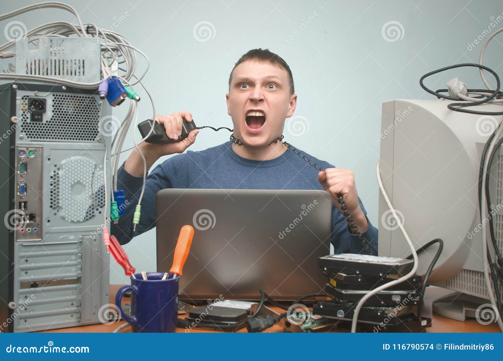 Computer Technician Specialist. PC Repairman. Stock Photo - Image of ...