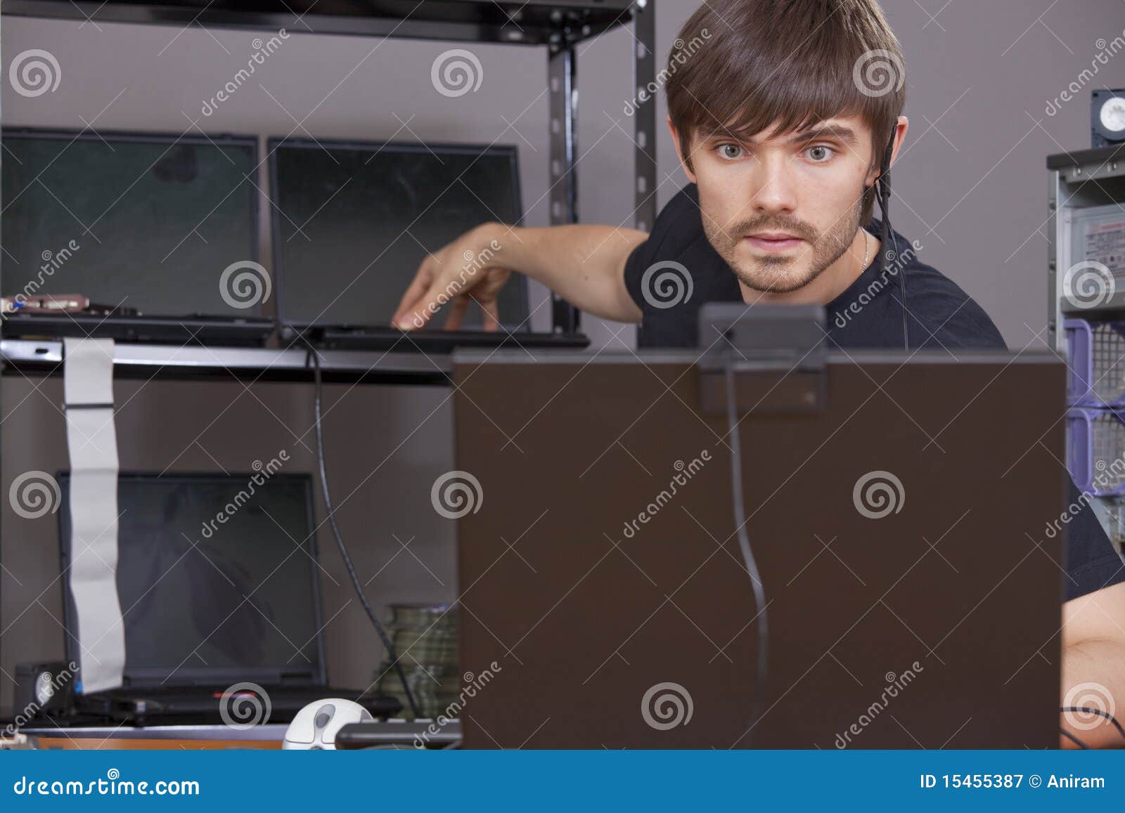 Computer Technician at Work Stock Image - Image of technically ...
