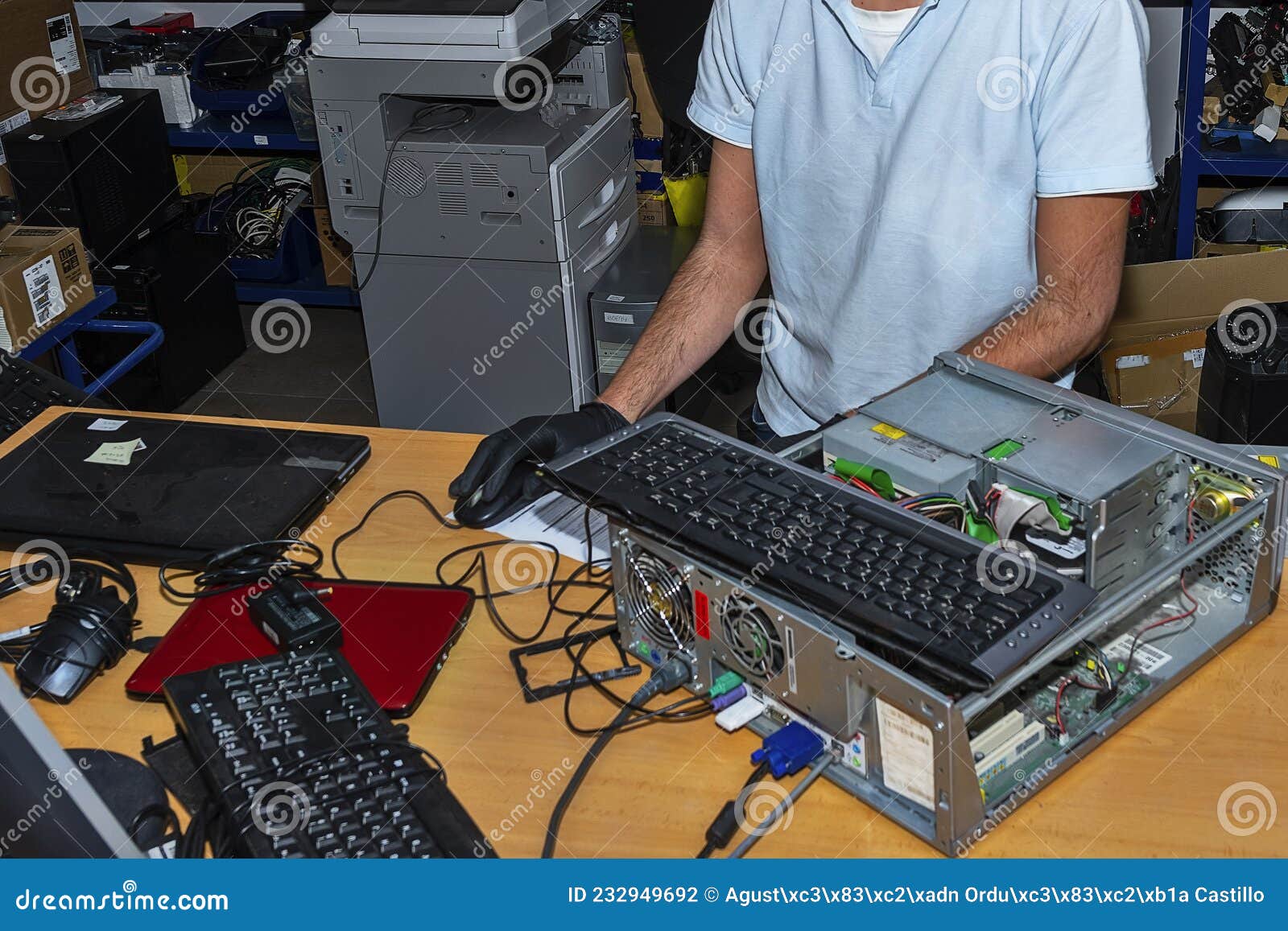 Computer Technician Working in Workshop Stock Photo - Image of computer ...