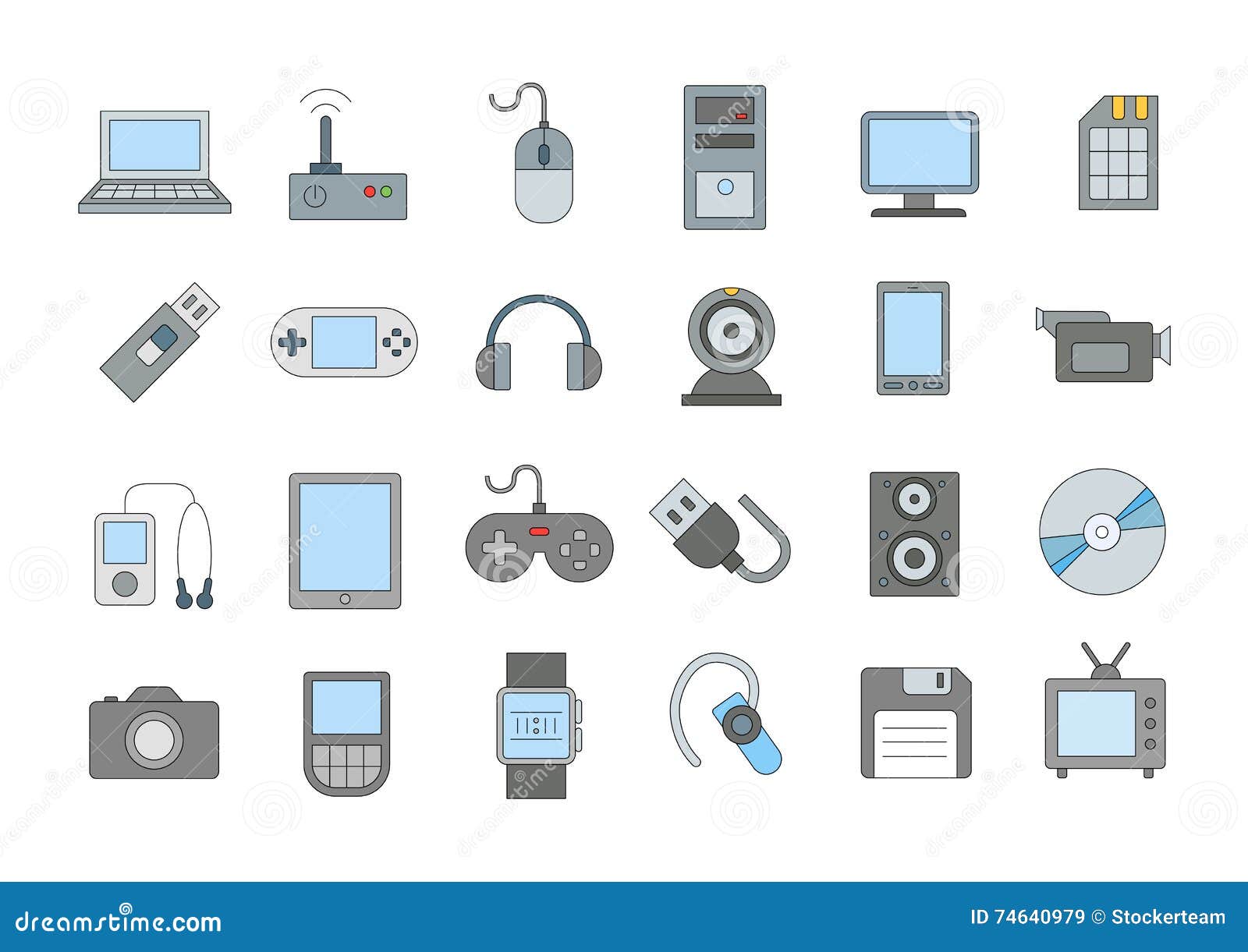 Computer Technologies Colorful Icons Set Stock Vector - Illustration of ...