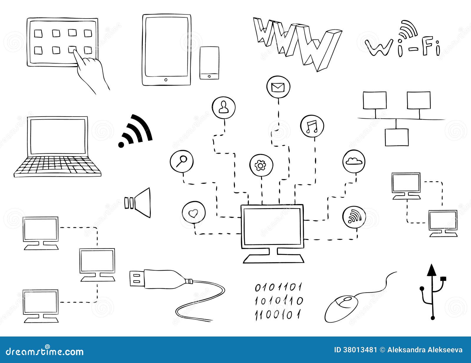 Computer Technologies and Internet Communication Set Stock Vector ...