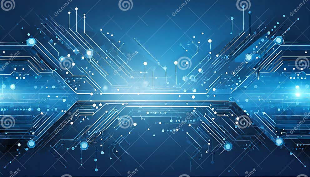 Computer Technology Blue Color Background. Hi-tech Digital Technology ...