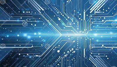 Computer Technology Blue Color Background. Hi-tech Digital Technology ...