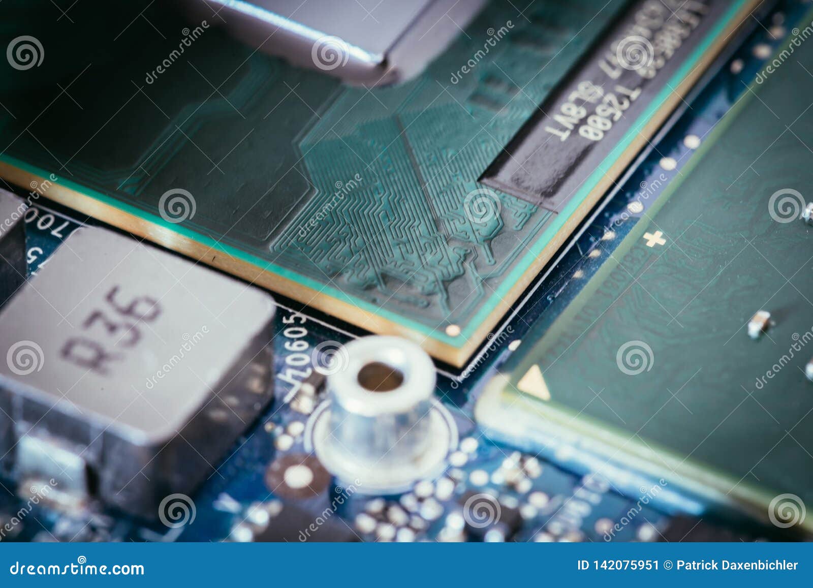 Computer Technology: Close Up of a Computer Chip on a Circuit Board Stock Image - Image of core ...