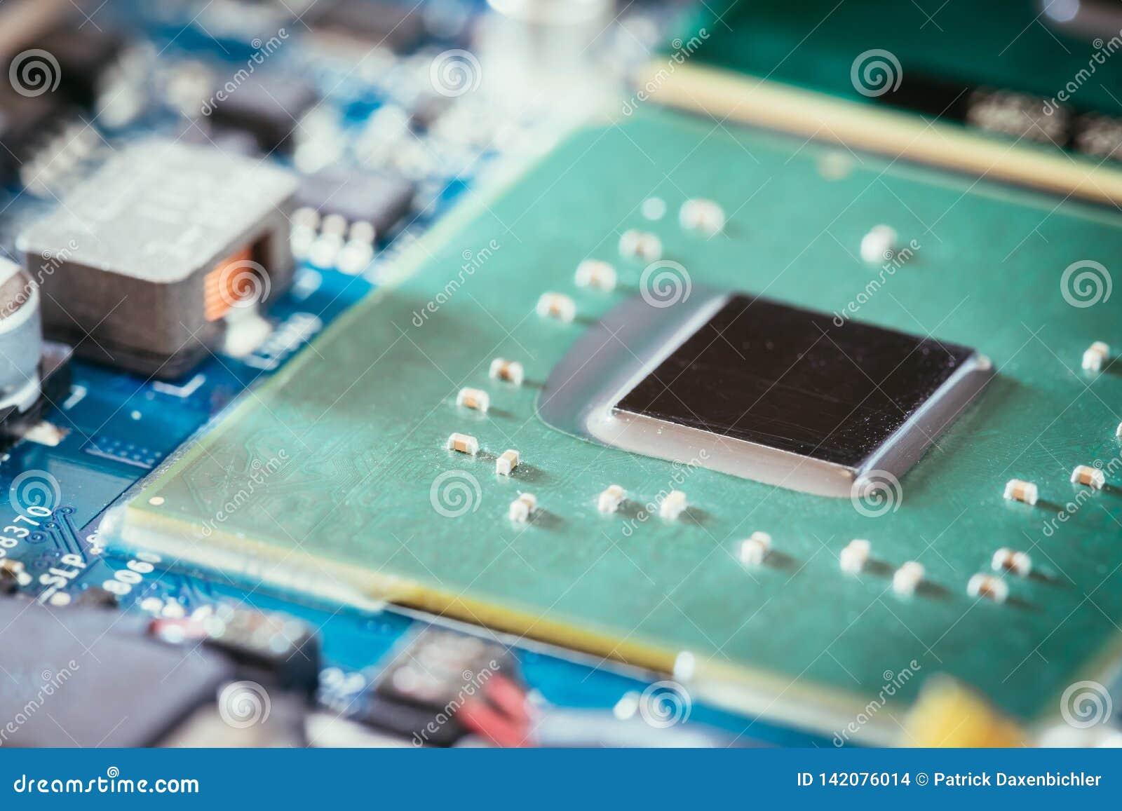 Computer Technology: Close Up of a Computer Chip on a Circuit Board ...