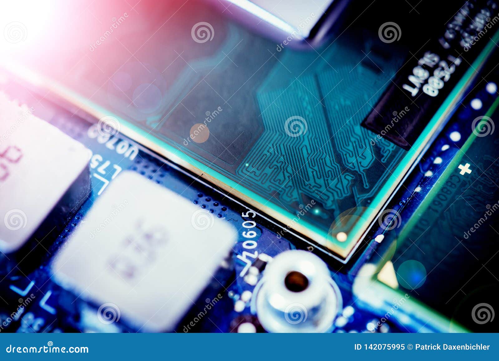 Computer Technology: Close Up of a Computer Chip on a Circuit Board ...