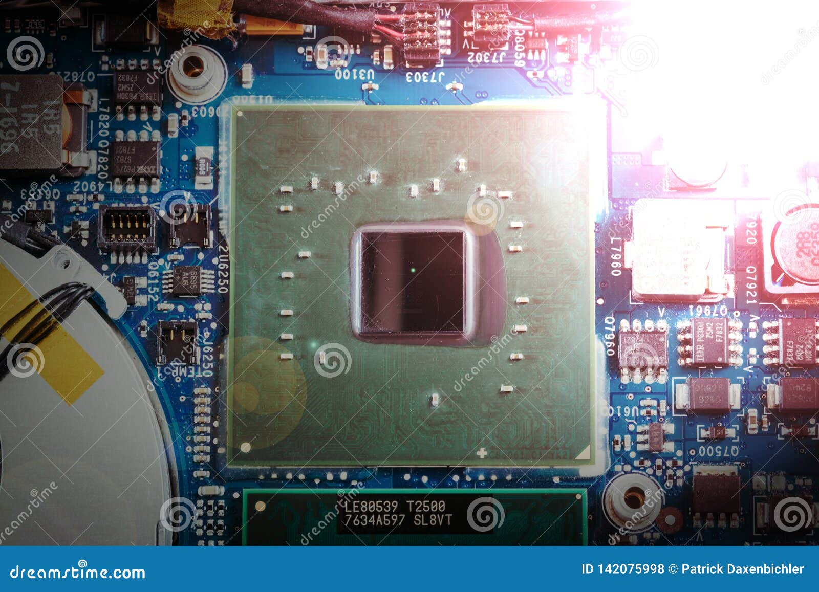 Computer Technology: Close Up of a Computer Chip on a Circuit Board ...