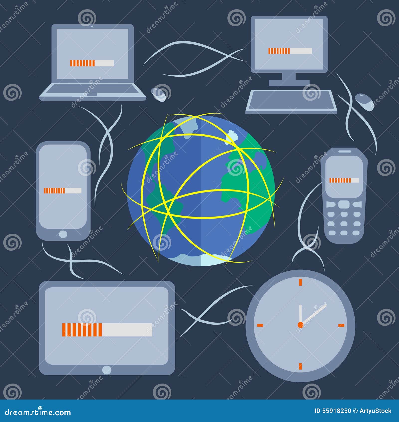 Computer Technology and Communication Stock Vector - Illustration of ...