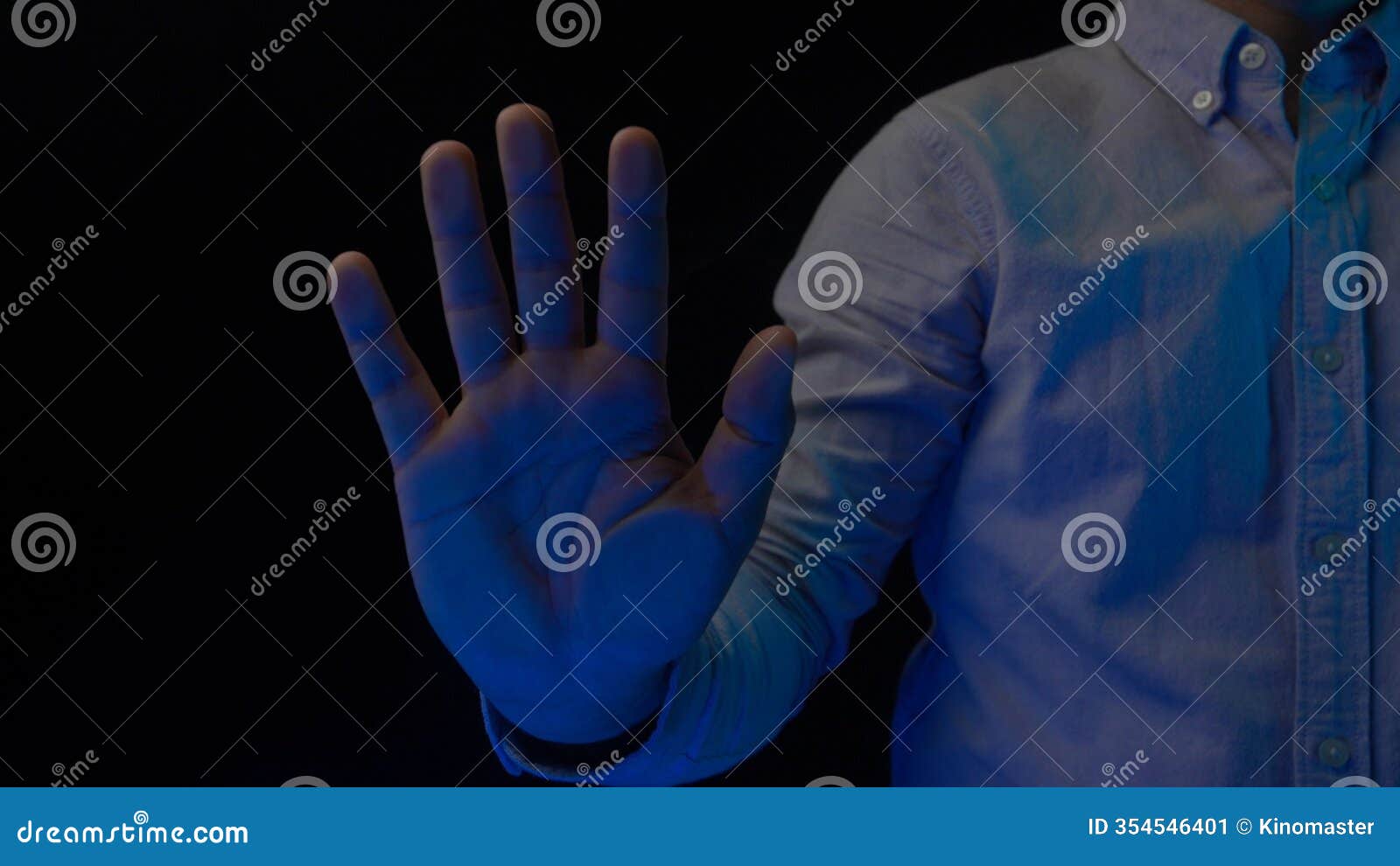 Man Touches Glass Screen Panel, Open Palm Print on Transparent Surface ...
