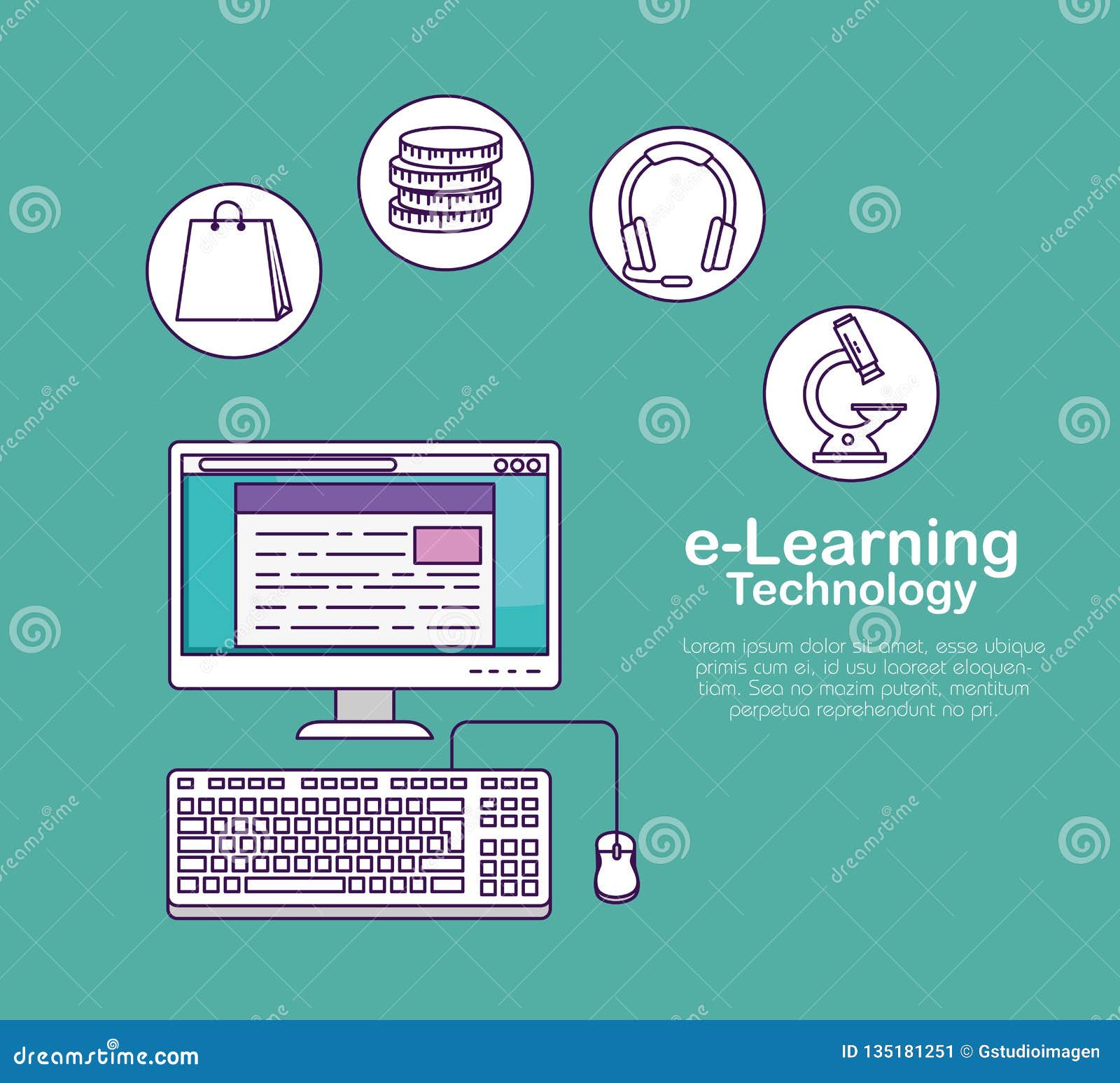 Computer Technology and Digital Document Education Stock Vector ...