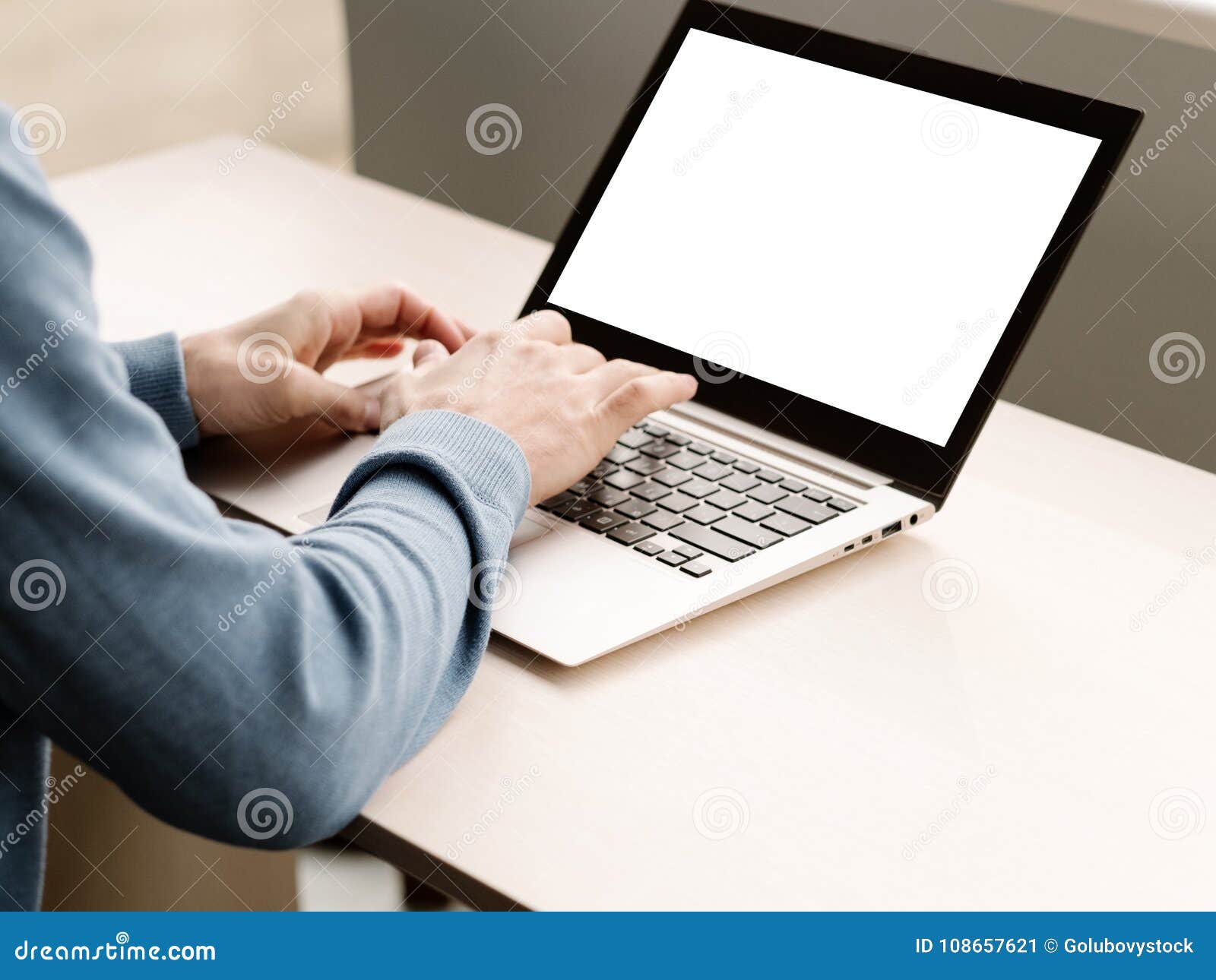 Computer Technology E-commerce Laptop White Screen Stock Image - Image ...