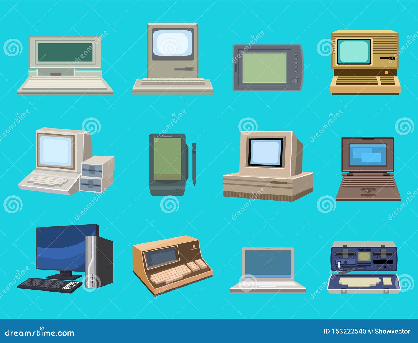 Computer Technology Evolution Display Telecommunication Equipment Metal ...