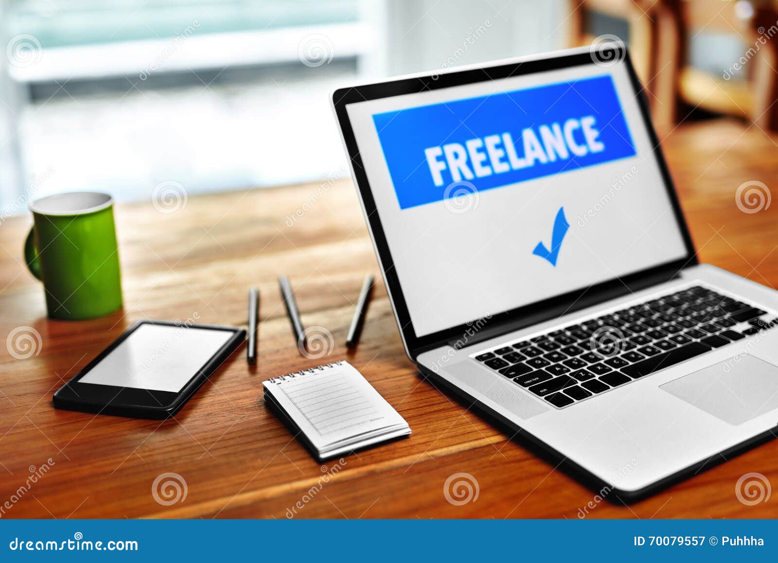 Computer Technology. Freelance Work Concept. Laptop, Notebook Stock ...