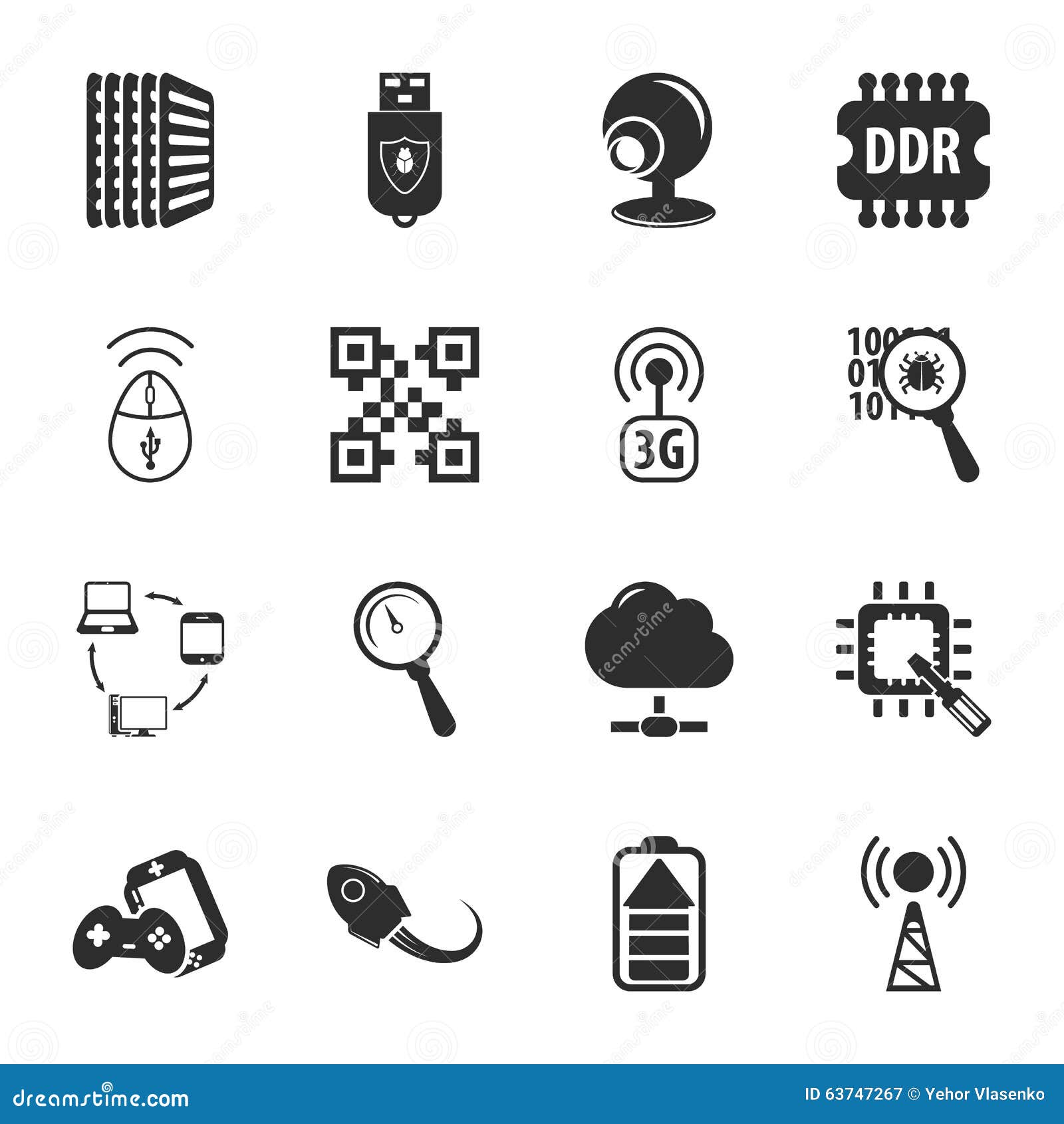 Computer, Technology 16 Icons Universal Set for Web and Mobile Stock ...