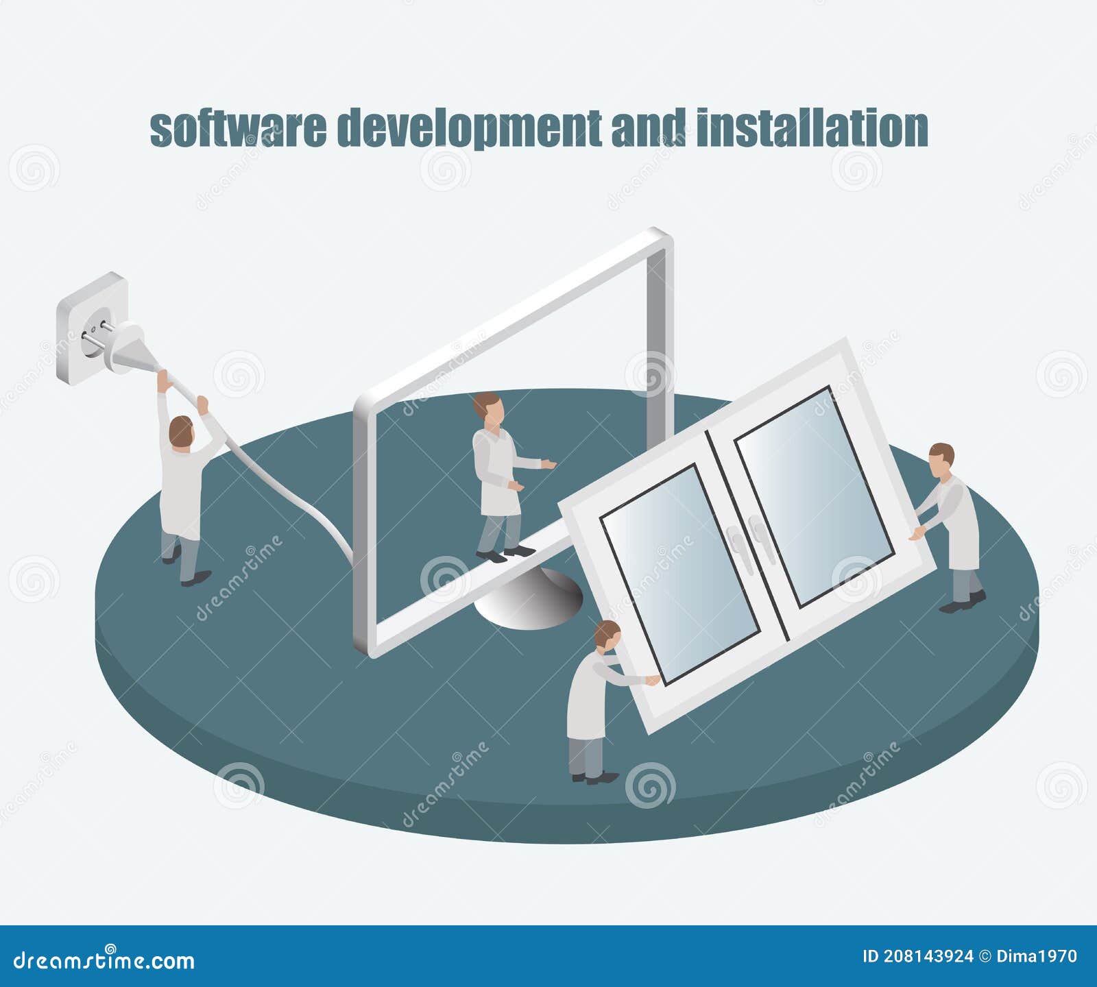 Computer Technology Isometric Collection. Software Development and ...