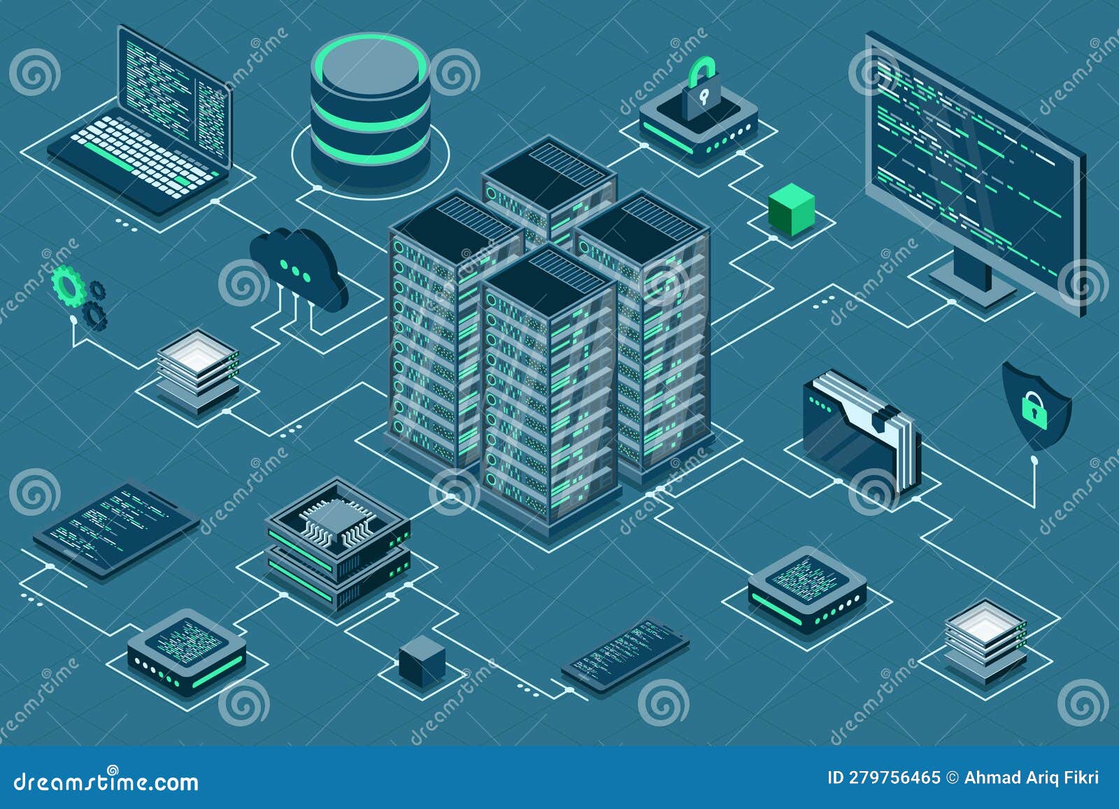 Computation Center Office People And Interact With Computers Vector ...