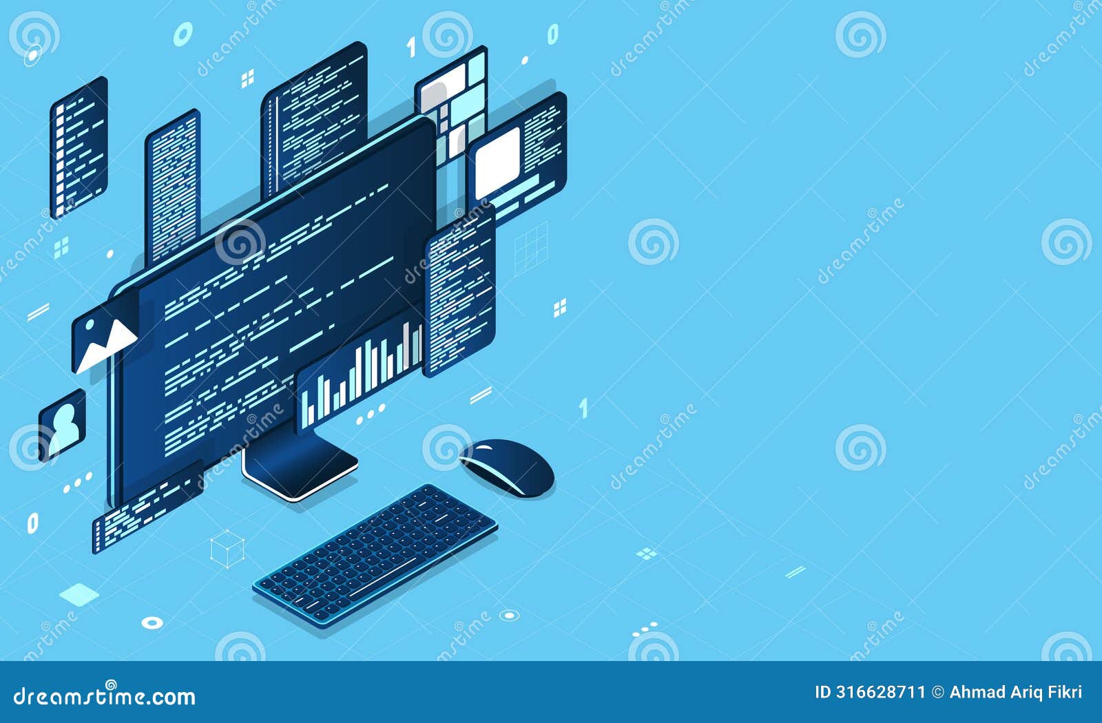 Computer Technology Isometric Illustration Desktop Computer Platforms Software Programming